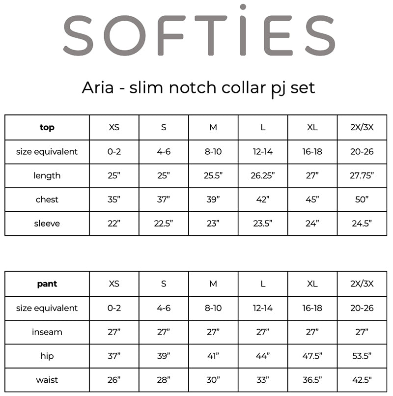 Aria - Slim Notch Collar PJ Set – Softies